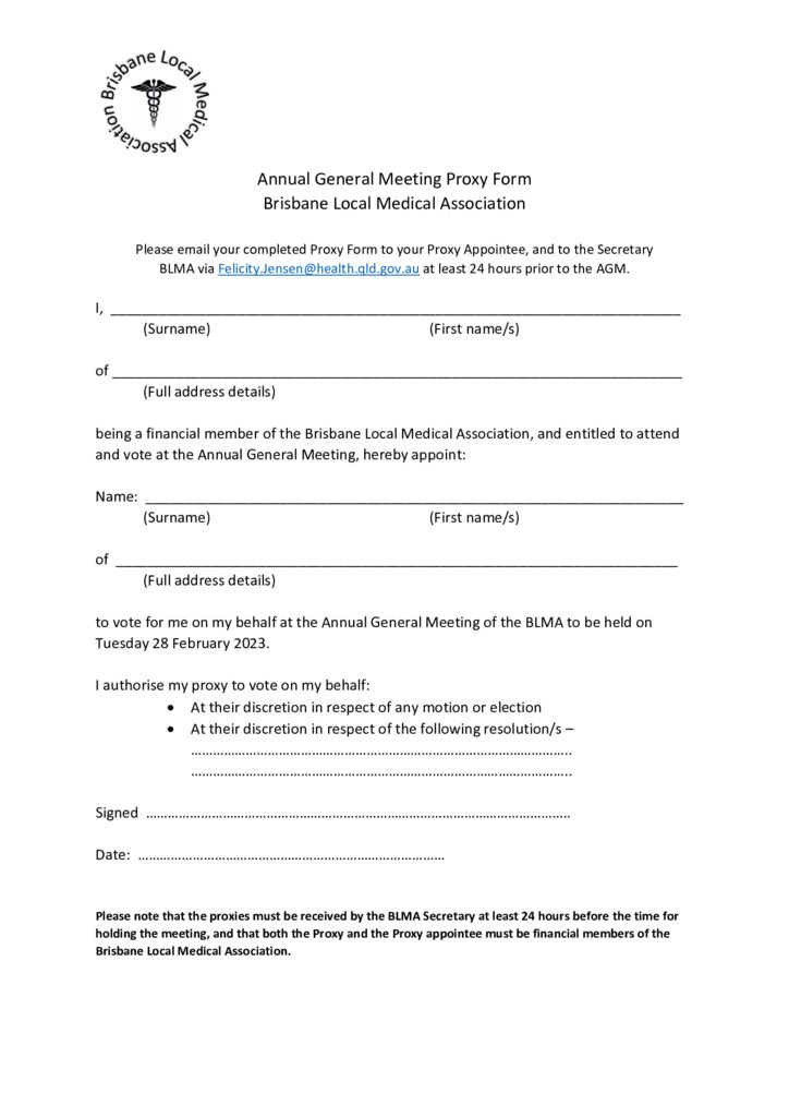 AGM 2023 - Brisbane Local Medical Association